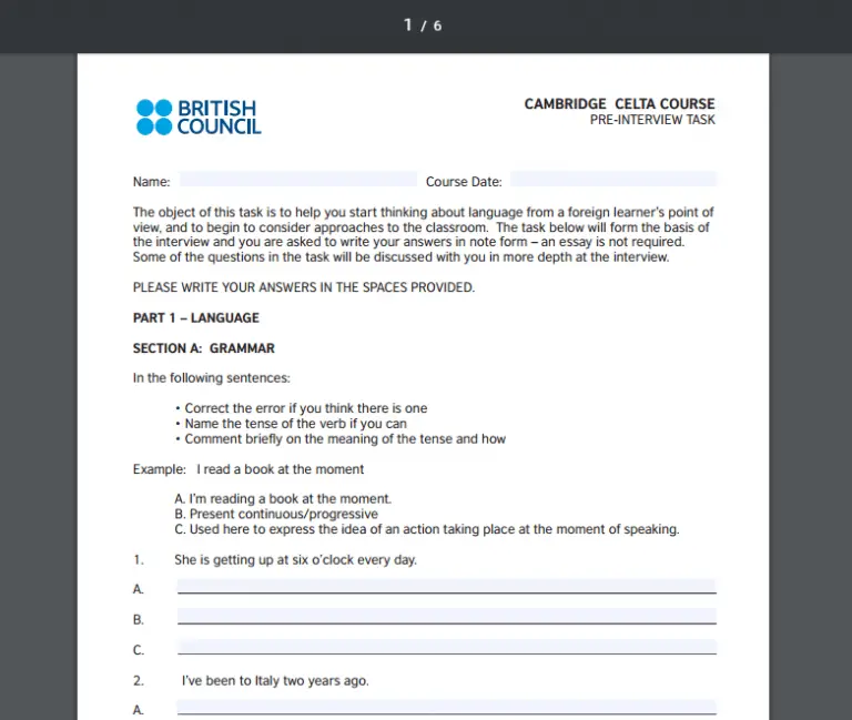 CELTA Course Pre-interview Task: Examples with PDF Downloads – CELTA Helper